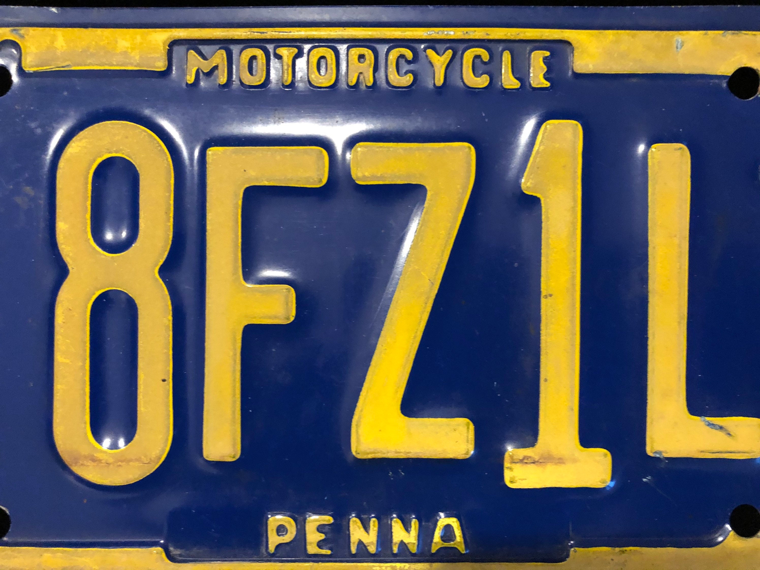 1990s PA Vintage Motorcycle License Plate in Excellent | Etsy