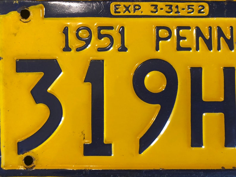 Beautiful Vintage Original 1951 PA License Plate in Excellent - Etsy
