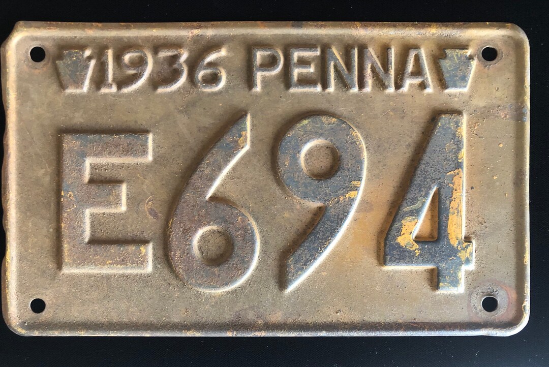 Vintage 1936 PA License Plate in Good Condition - Etsy