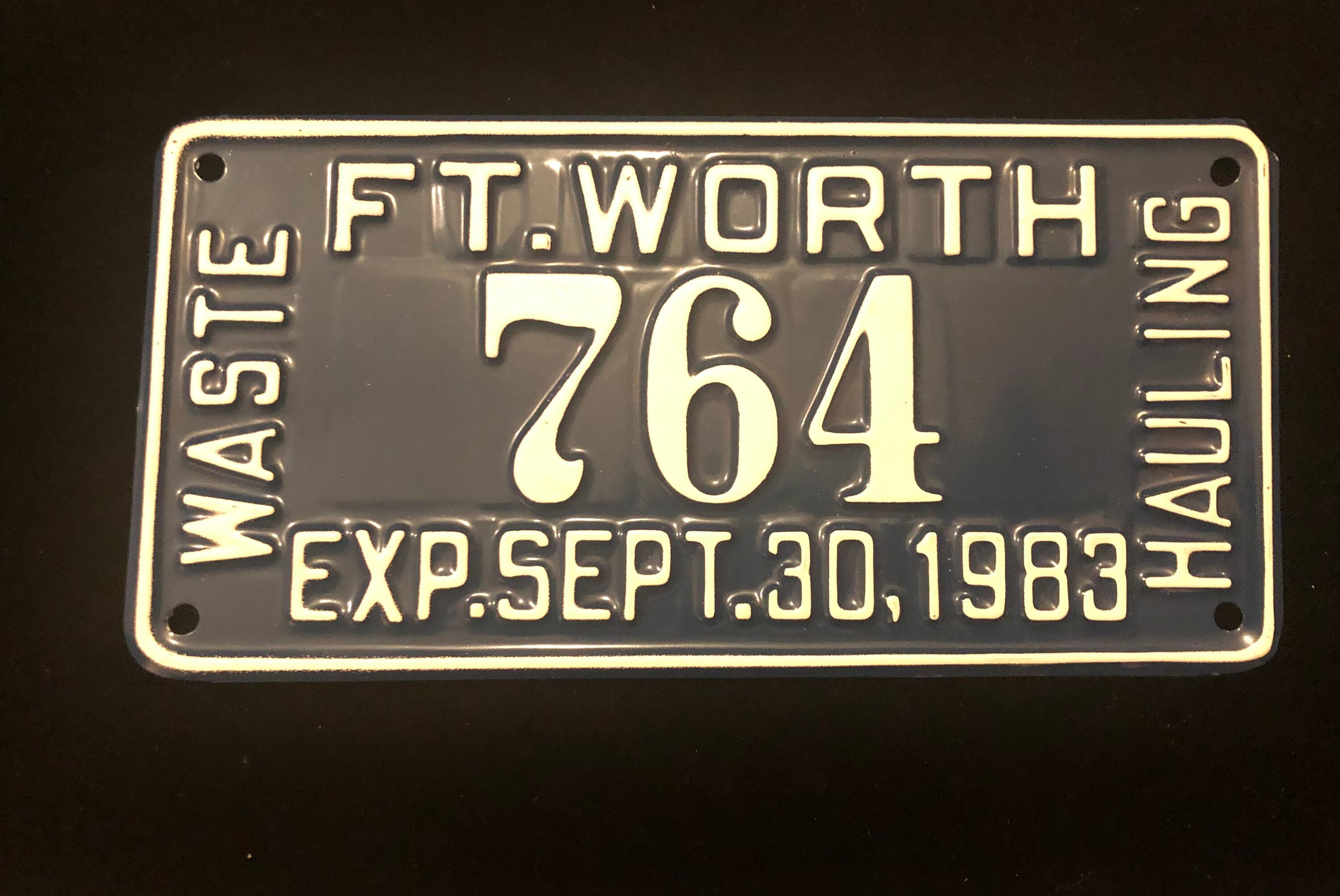 Vintage Original 1983 Ft Worth Hauling Waste License Plate in Mint ...