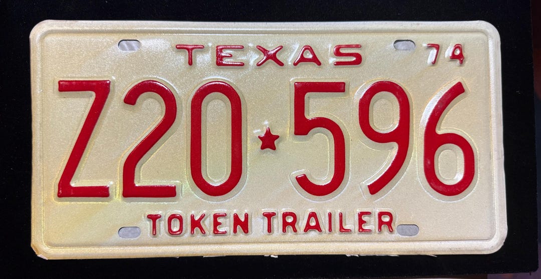 Vintage 1974 Texas Token Trailer License Plate (12.5 Inch) - Etsy