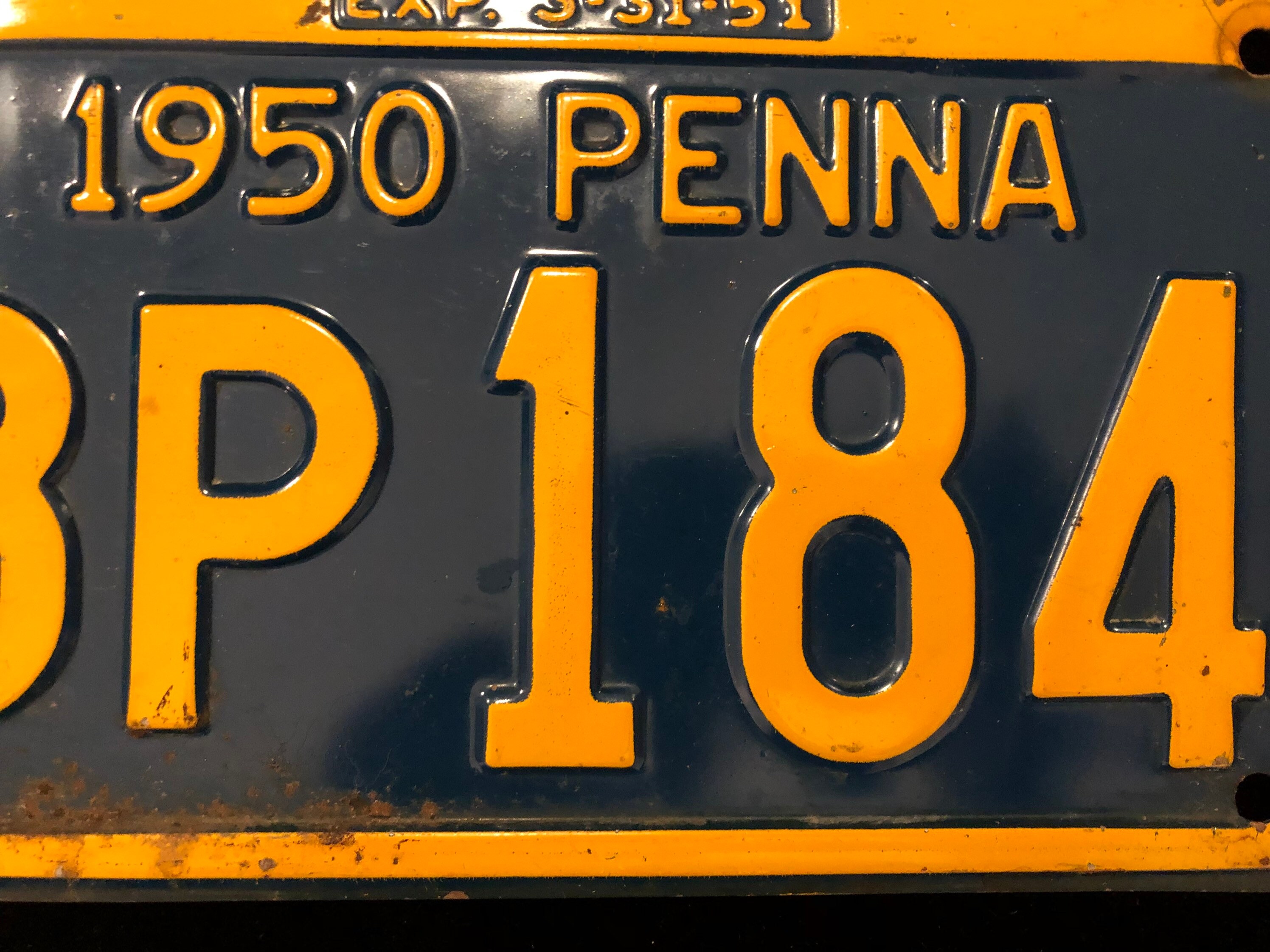 Vintage 1950 PA License Plate - Original Blue & Yellow - Etsy