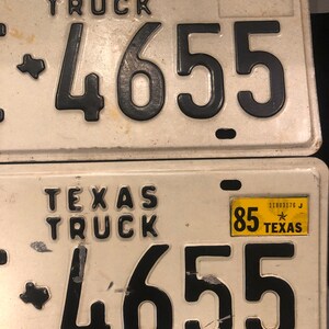 Vintage Original Set of Two 1985 Matching Texas Truck License Plates - Etsy