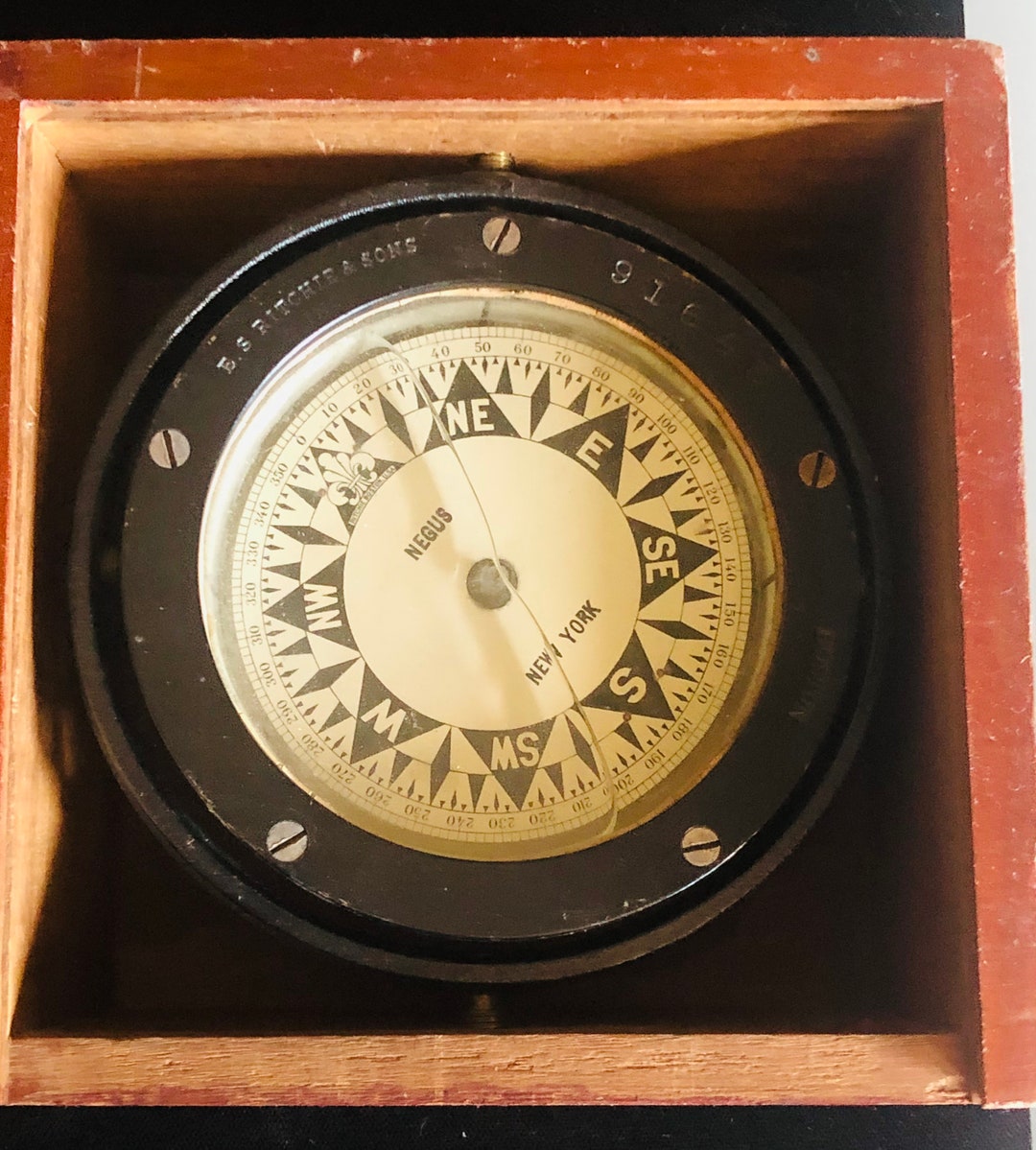 Vintage ES Ritchie and Sons Boston Negus Maritime Compass in Excellent ...