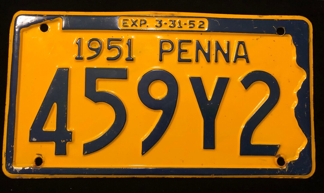 Vintage Original 1951 PA License Plate in Excellent Condition - Etsy