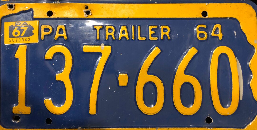 1964 PA Original Vintage Trailer License Plate in Great Condition - Etsy
