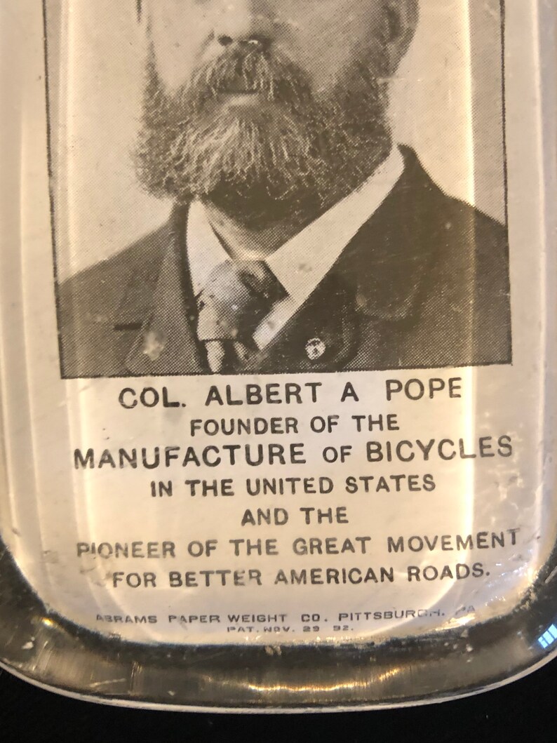 Vintage Original Glass Paperweight Col Albert Pope ( Founder of ...