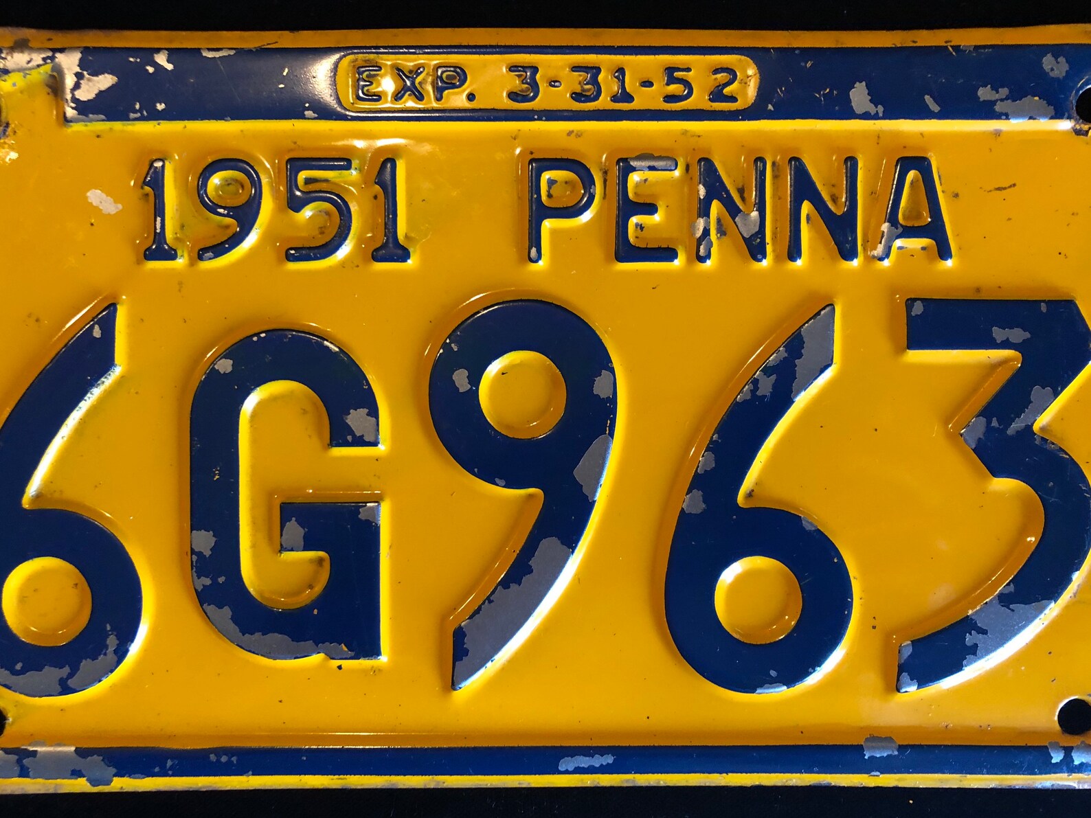 Vintage 1951 PA Original License Plate in Excellent Condition - Etsy