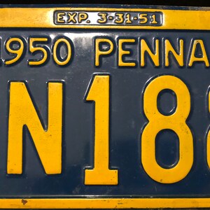 Vintage Original 1950 PA License Plate in Excellent Condition - Etsy