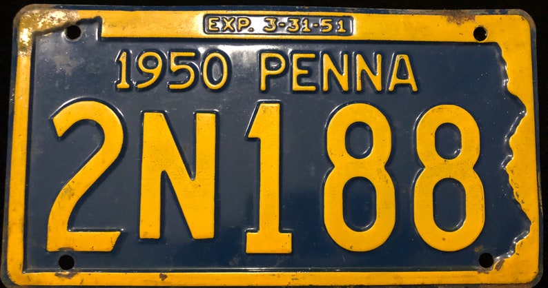 Vintage Original 1950 PA License Plate in Excellent Condition - Etsy