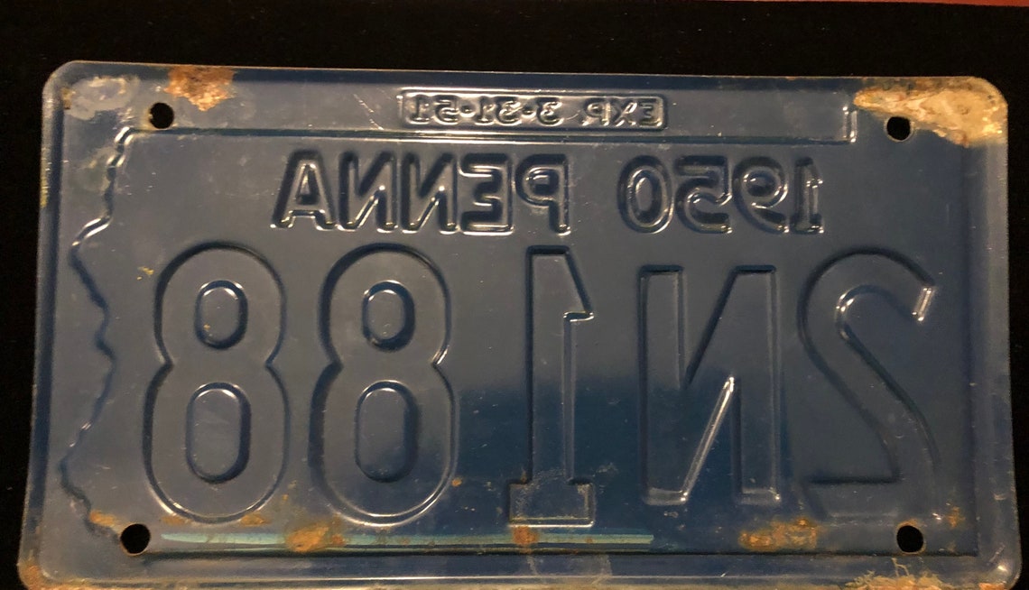 Vintage Original 1950 PA License Plate in Excellent Condition - Etsy