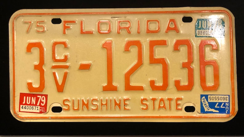 Vintage Original 1975 Florida License Plate (sunshine State) in ...