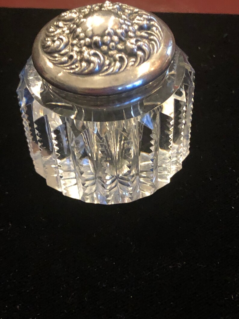 Beautiful Vintage Sterling Silver Repousse Victorian Beveled Glass Jar ...