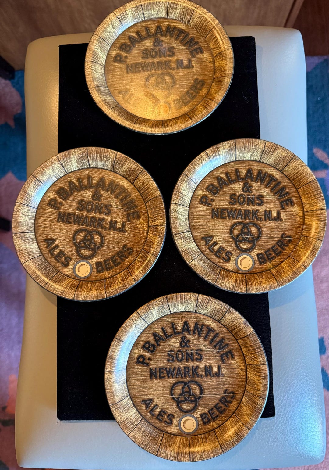 Set of 4 Ballantine Beer Tip Trays 5 1/2 Inches in Excellent Condition ...