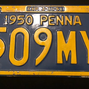Vintage 1950 PA License Plate in Mint Condition - Etsy
