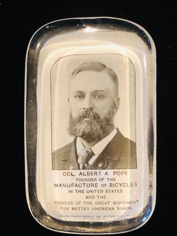 Vintage Original Glass Paperweight Col Albert Pope Founder | Etsy