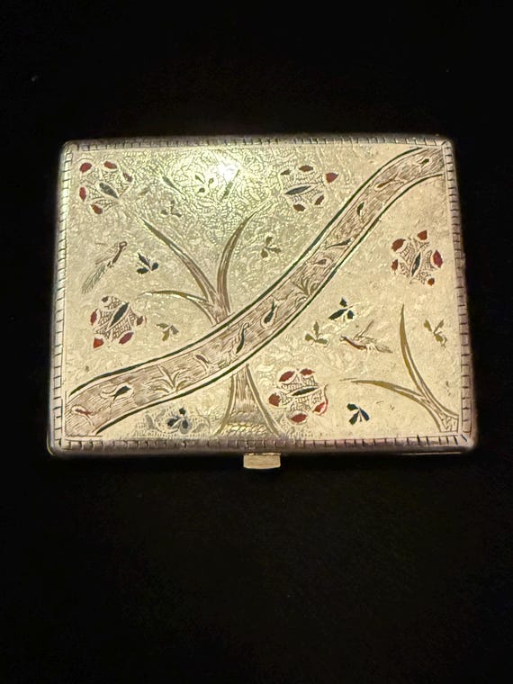 Vintage Silver plate Ornately Designed Cigarette Case… - Gem