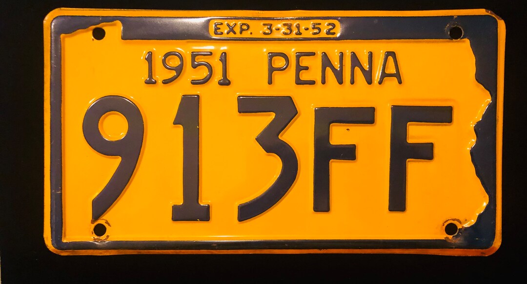 Vintage Original 1951 PA License Plate in Mint Condition - Etsy