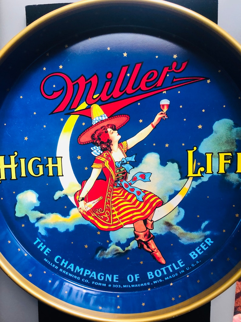 Vintage Miller 12 Inch Beer Tray Girl on the Moon in Mint Condition - Etsy