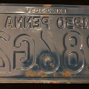Vintage Original 1950 PA License Plate in Good Condition - Etsy
