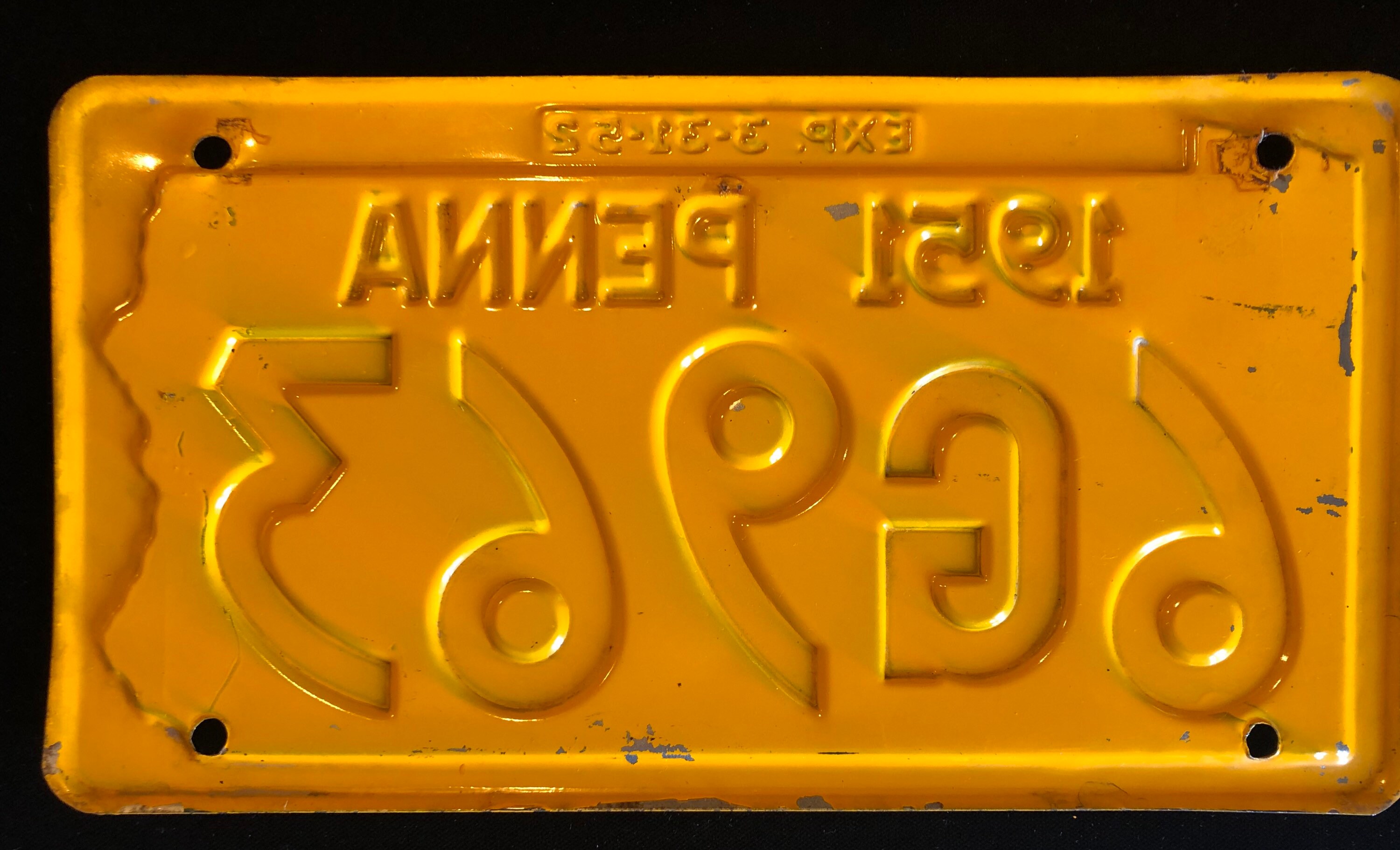 Vintage 1951 PA Original License Plate in Excellent Condition - Etsy