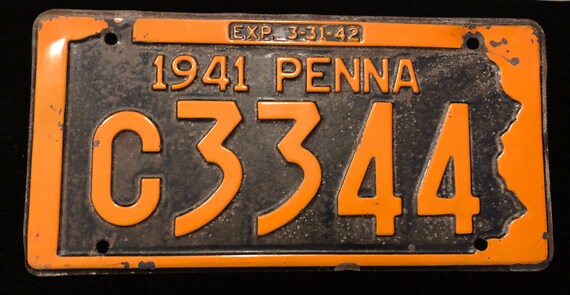 Vintage Original 1941 Pa License Plate in Good Condition | Etsy