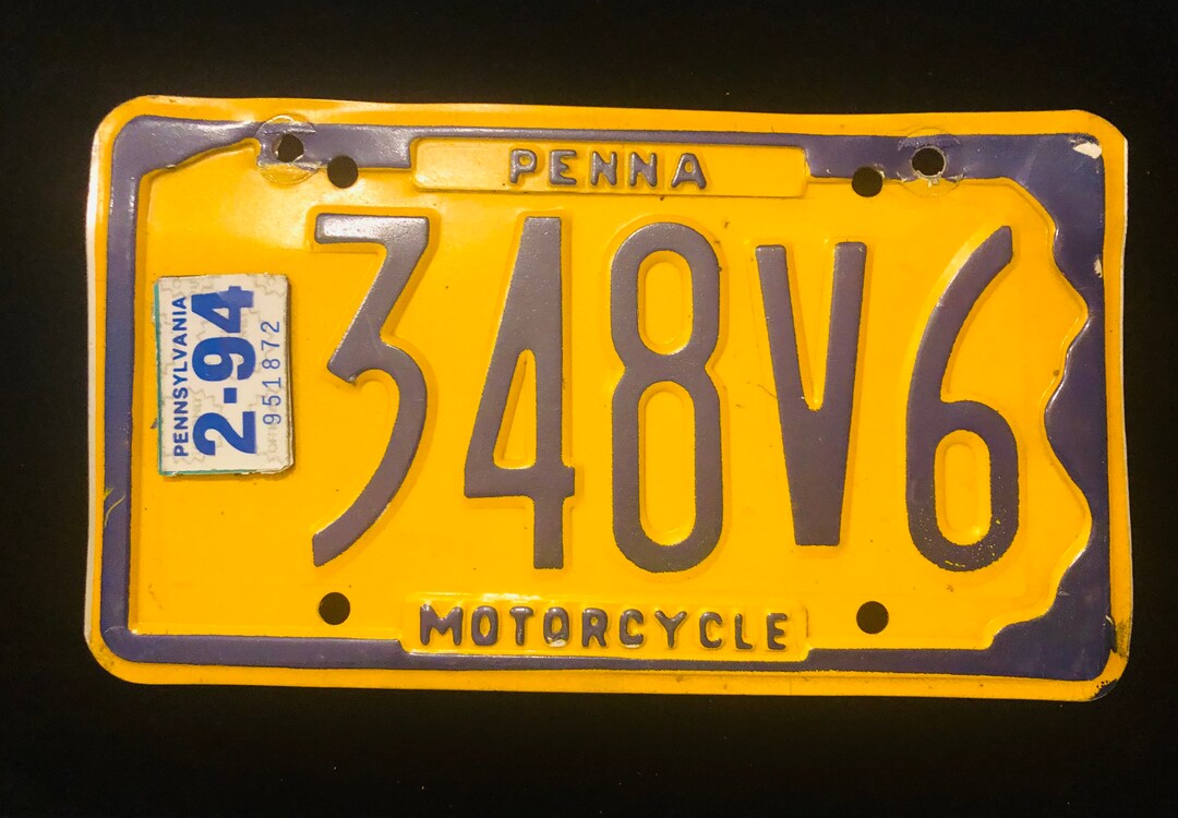 Vintage Original 1994 PA Motorcycle License Plate in Excellent ...