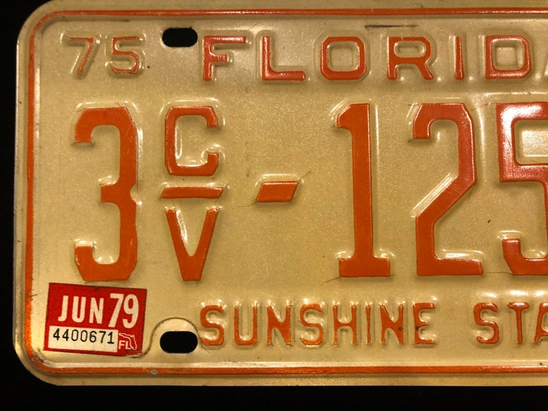Vintage 1975 Florida License Plate, Sunshine State - Etsy
