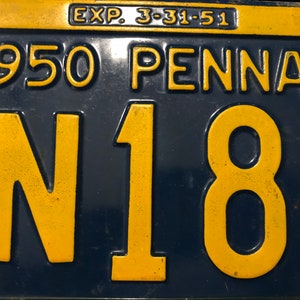 Vintage Original 1950 PA License Plate in Excellent Condition - Etsy