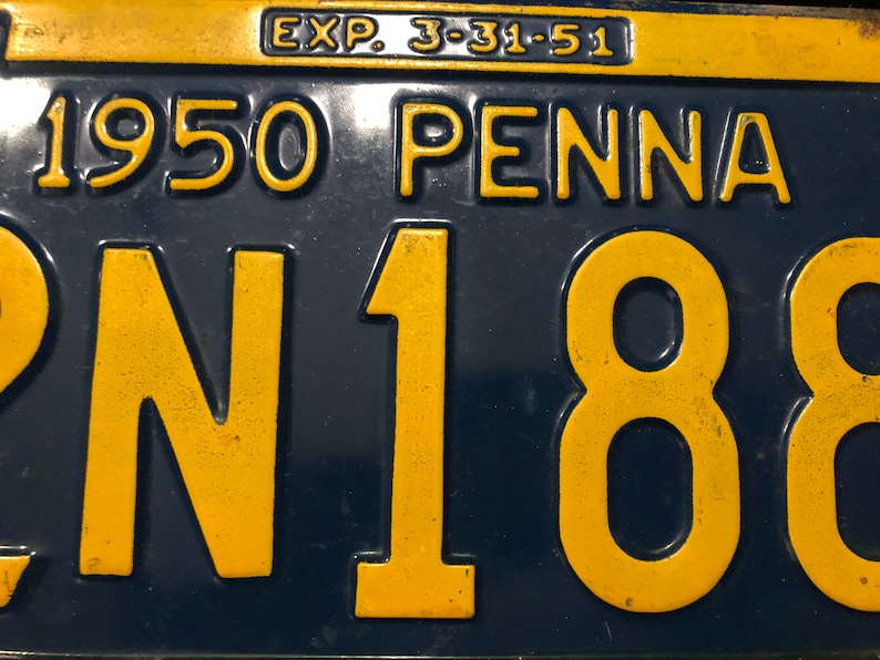Vintage Original 1950 PA License Plate in Excellent Condition - Etsy