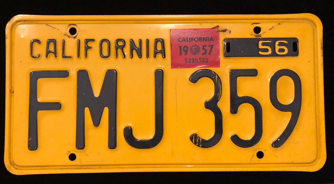 Vintage Original 1956 California License Plate in Excellent Condition ...