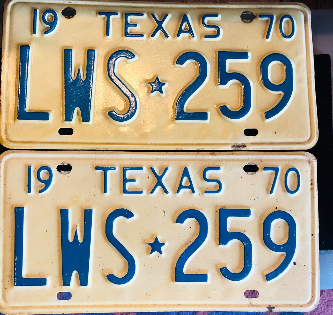 Vintage Original Set of Two Matching 1970 Texas License Plates - Etsy