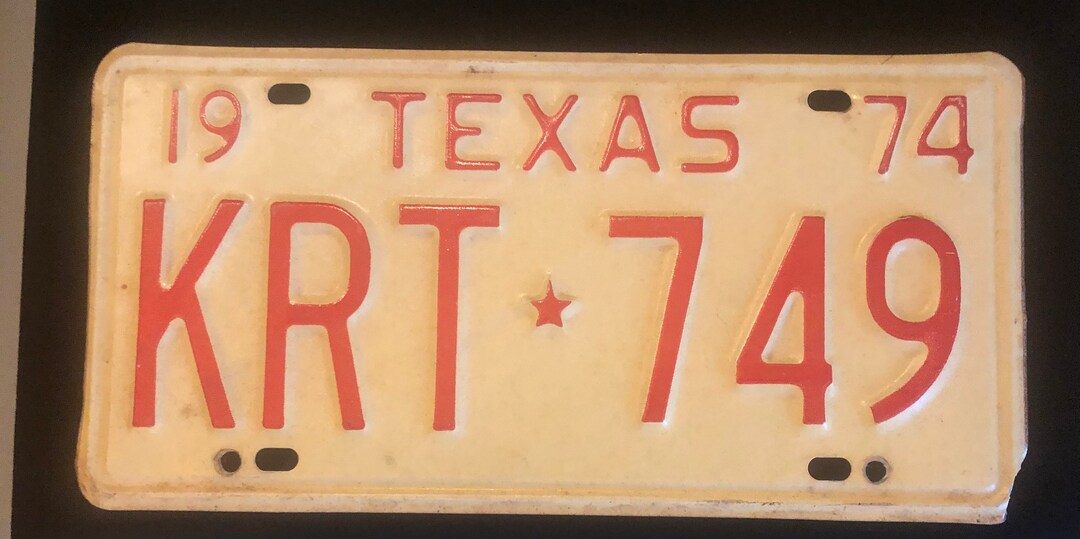 Vintage 1974 Texas License Plate in Good Condition - Etsy