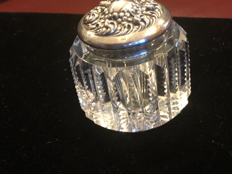 Beautiful Vintage Sterling Silver Repousse Victorian Beveled Glass Jar ...