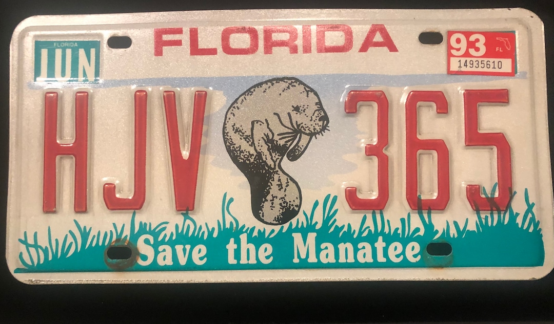 Vintage Original 1993 Florida (save the Manatee) License Plate in ...