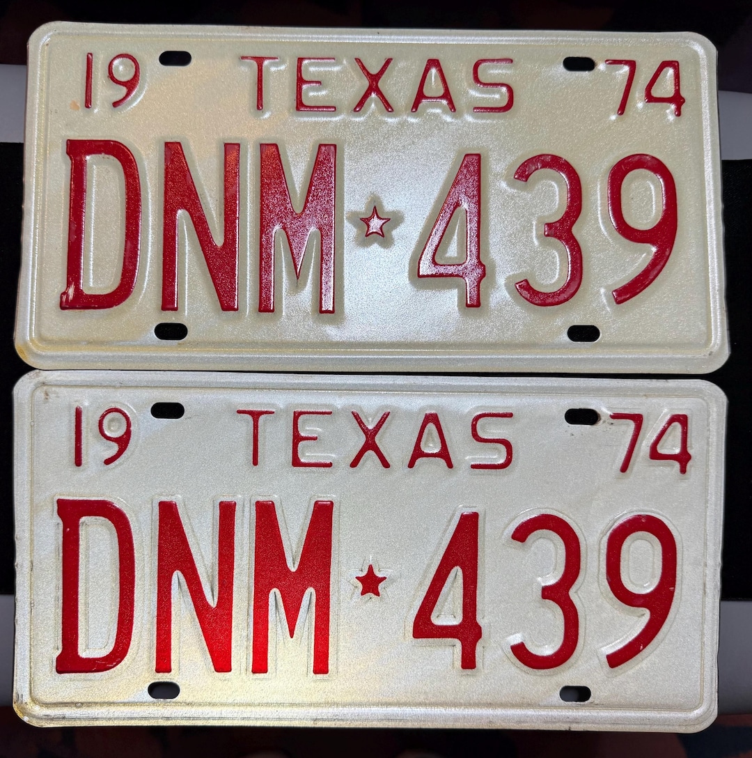 Vintage 1974 Texas License Plates, Matching Set - Etsy