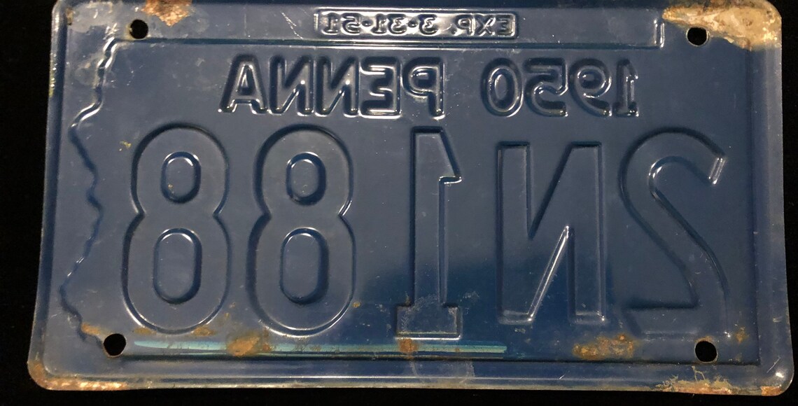 Vintage Original 1950 PA License Plate in Excellent Condition - Etsy