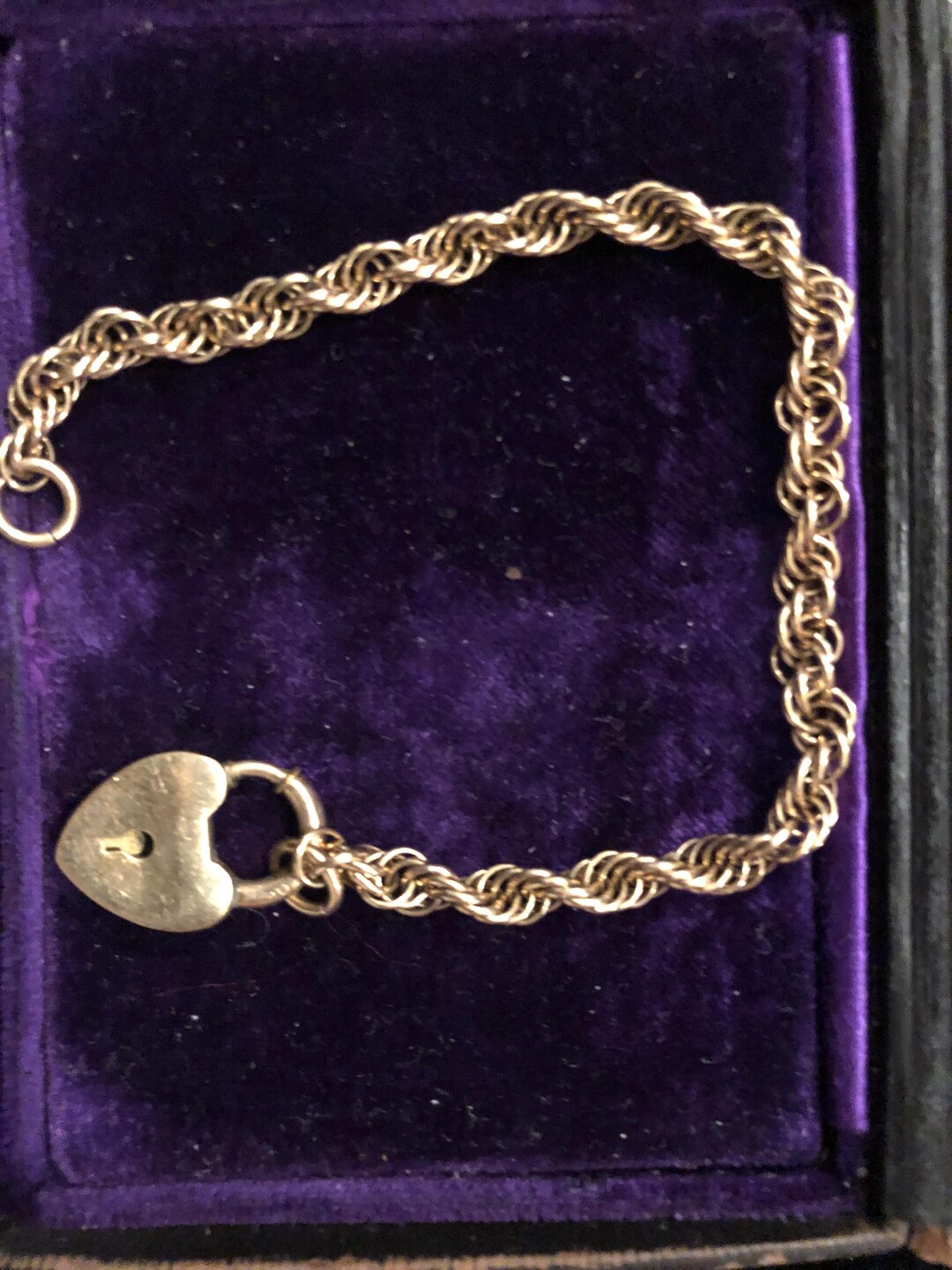 Vintage Womans 7 Inch Gold Filled Heart Rope Chain Bracelet in ...