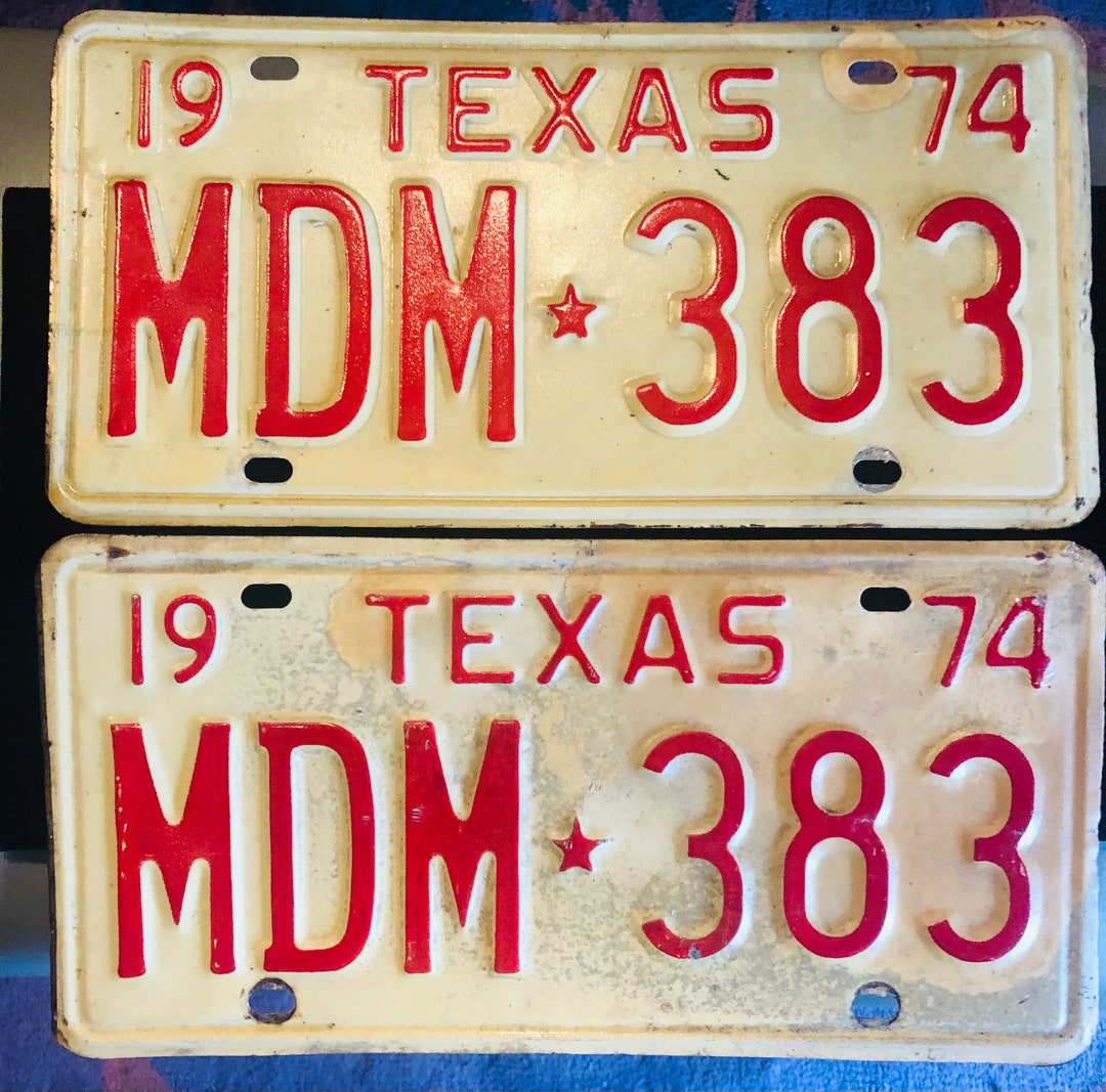 Vintage Original Marching Set of Two 1974 Texas License Plates - Etsy