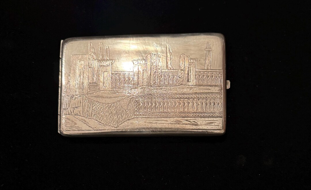 Vintage Silverplate Cigarette Case With City of Persepolis - Etsy