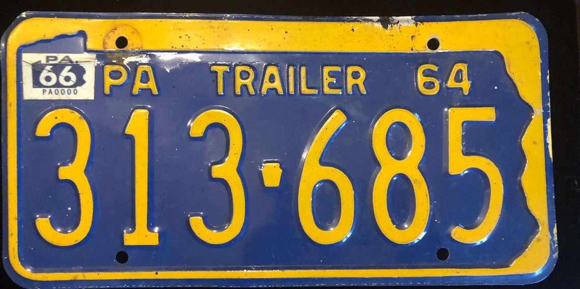 Vintage 1964 PA Trailer License Plate in Good Condition - Etsy