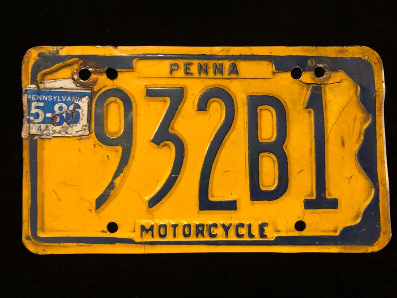 Vintage 1980s Original PA Motorcycle License Plate in Good - Etsy