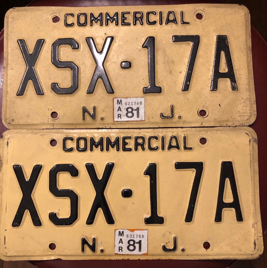 Vintage Set of Two Matching 1981 NJ Commercial License Plates in Good ...