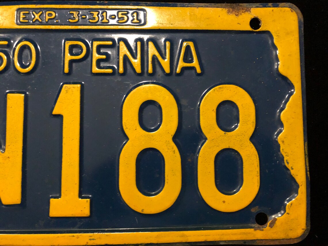 Vintage Original 1950 PA License Plate in Excellent Condition | Etsy