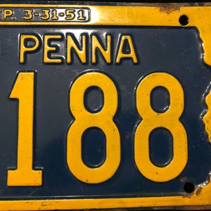 Vintage Original 1950 PA License Plate in Excellent Condition - Etsy
