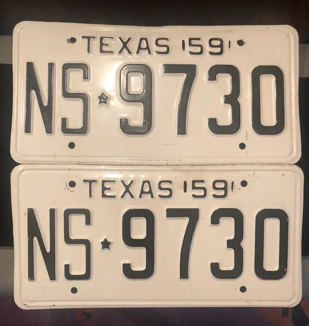 Vintage Original Set of Two Matching 1959 Texas License Plates in Mint ...