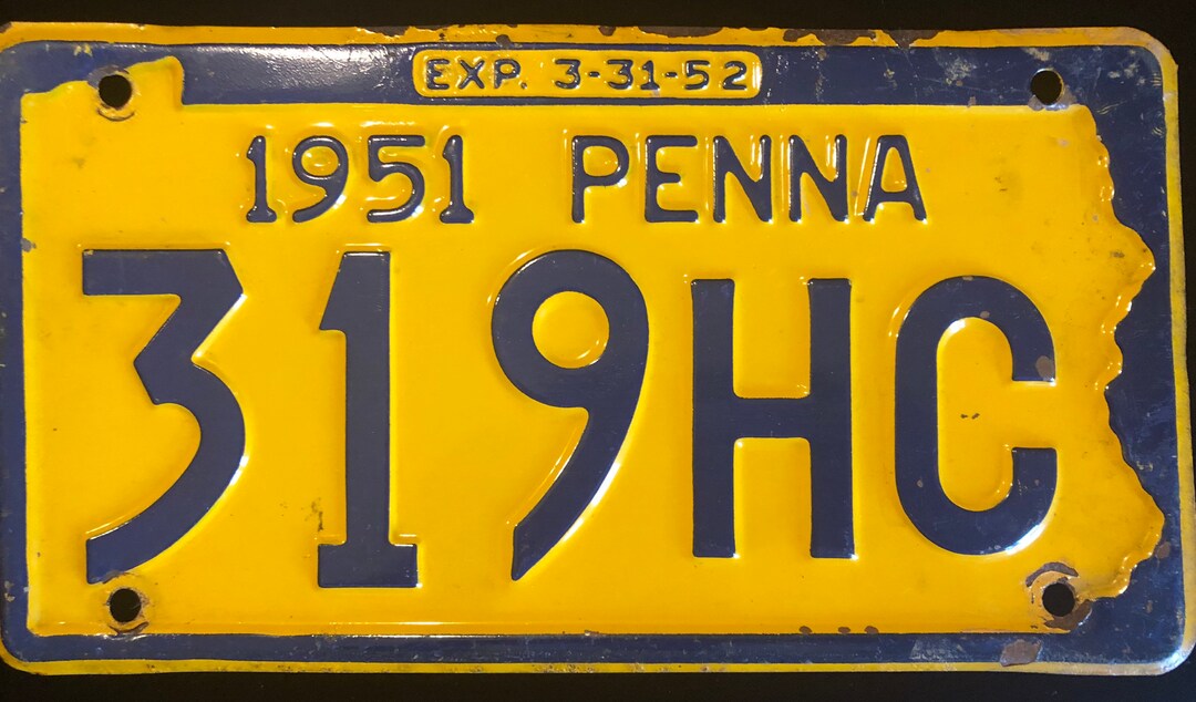 Beautiful Vintage Original 1951 PA License Plate in Excellent - Etsy