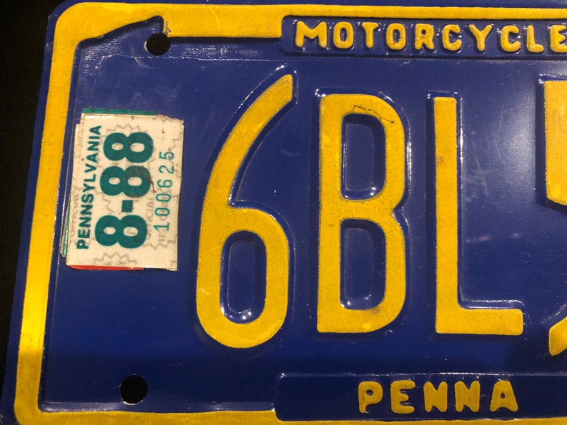 Vintage Original 1988 PA Motorcycle License Plate in Excellent - Etsy ...