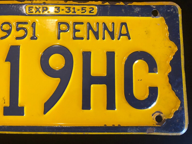 Beautiful Vintage Original 1951 PA License Plate in Excellent - Etsy