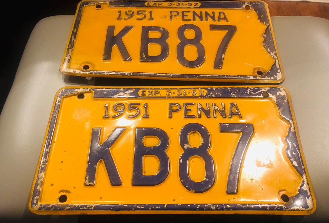 Vintage 1950s PA Matching License Plates (set of 2) - Etsy